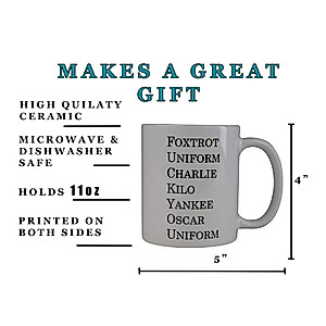 Rogue River Tactical Funny Coffee Mug Military Alphabet Novelty Cup Great Gift Idea For Office Party Employee Boss Coworkers (Foxtrot)