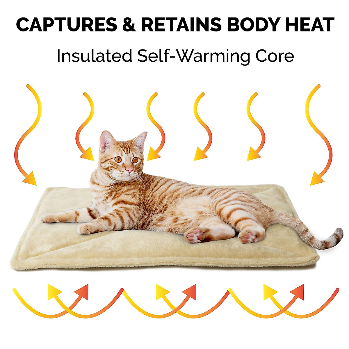 Furhaven ThermaNAP Self-Warming Cat Bed for Indoor Cats & Small Dogs, Washable & Reflects Body Heat - Quilted Faux Fur Reflective Bed Mat - Cream, Small