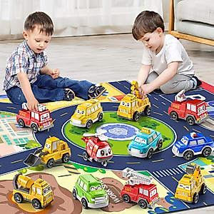 TEMI Toddler Pull Back Car Toys for 1 2 3 Year Old Boy Girl, 12 Pieces Baby Toy Cars with Play Mat/Storage Bag, Baby Toys 12-18 Months, Birthday Gifts for Toddler Toys Age 1-2