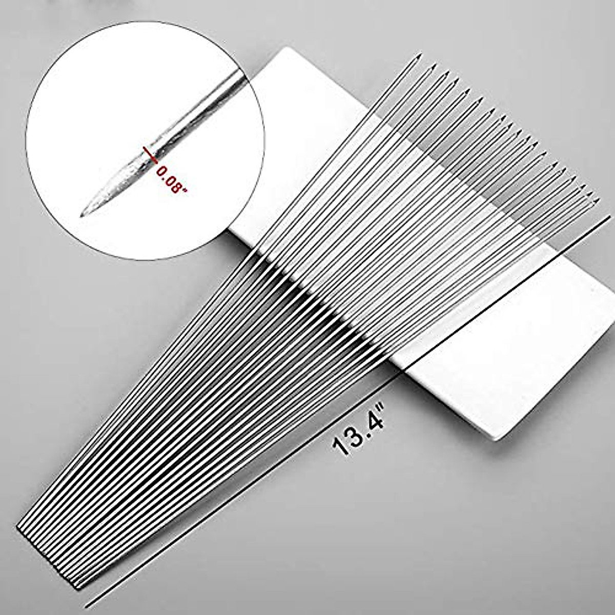 BigOtters Barbecue Skewers, 100PCS Skewers for Grilling Stainless Steel Skewers BBQ Needle Sticks Metal Skewers for Meat Shrimp Chicken Vegetable Outdoor Cooking
