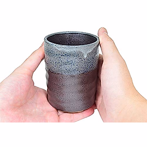 Mino Ware Traditional Japanese Yunomi Tea Cups, Set of 2, Kurosuisho for Green Tea, Matcha Tea 3.14 inch