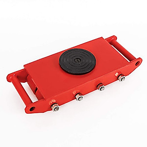 Industrial Machinery Mover, Machinery Mover Roller Dolly Skate with 360 Degree Rotation Cap (Red, 12T/26400)