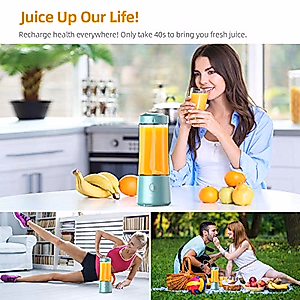 Hotsch Portable Blender USB Rechargeable, New version, Blue and Green Bundle