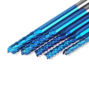 20Pcs 0.6-3.175mm CNC Router Bit Set, 1/8” Shank Nano Blue Coat Carbide Engraving End Milling Cutter Rotary Burrs Tool