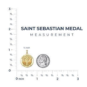 PicturesOnGold.com Saint Sebastian Religious Medal - 3/4 Inch Size of a Nickel in Solid 14K Yellow Gold