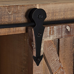 Kate and Laurel Cates Decorative Wood Wall Storage Cabinet with Two Sliding Barn Doors, Rustic Brown