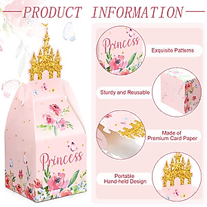 50 Pcs Princess Castle Party Favor Boxes Pink Candy Treat Cardboard Boxes Princess Crown Goodie Gift Bag Princess Party Supplies for Girl Kids Birthday Baby Shower Decorations (9.5 x 3.5 x 3.5 in)