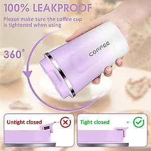 CS COSDDI 12 oz Stainless Steel Vacuum Insulated Tumbler - Coffee Travel Mug Spill Proof with Lid - Coffee Cups for Keep Hot/Ice Coffee,Tea and Beer