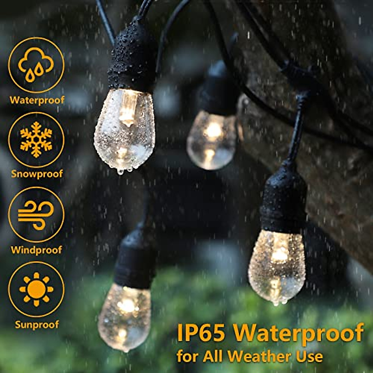 Mlambert 2 Pack 3-Color in 1 48Ft LED Dimmable Outdoor String Lights with Remote for Patio, Plug-in Warm White Soft White Daylight White Waterproof Hanging Edison Bistro Cafe Light-Total 96Ft