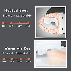 Wekuku Unique Smart Toilet With Bidet Built In, Intelligent One Piece Toilet For Modern Bathroom, Auto Open/Close Seat, Foot Sensor, Led Display, Night Light, Warm Water & Dryer, Black