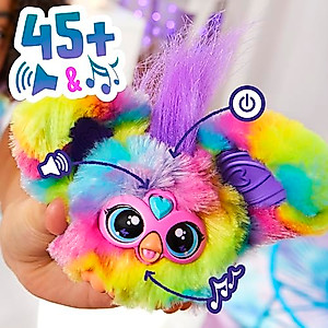 Furby Furblets Ray-Vee Mini Friend, Electronica Music, Speaks Only Furbish, Electronic Plush Toys for Girls & Boys, Interactive Pets, Rainbow, Easter Basket Stuffers, 6+