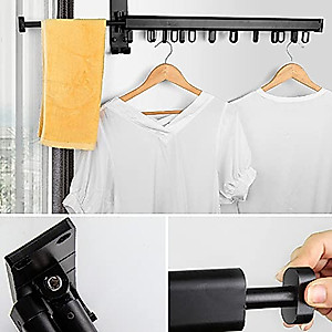 XuuSHA Wall Mounted Retracting Hanging Clothing Drying Ra Wall Mount-Folding Drying Rack, Clothes Storage Rack, Indoor Outdoor Drying Rack Telescopic Clothes, (Color : Black One Shot)