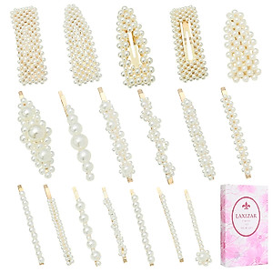 laxizar 18 Pcs Pearl Hair Clips Large Hair Clips Barrette Hair for Women Girls Fashion Hair Accessories