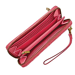 Fossil Logan Zip Around Clutch, Cherry Quilted