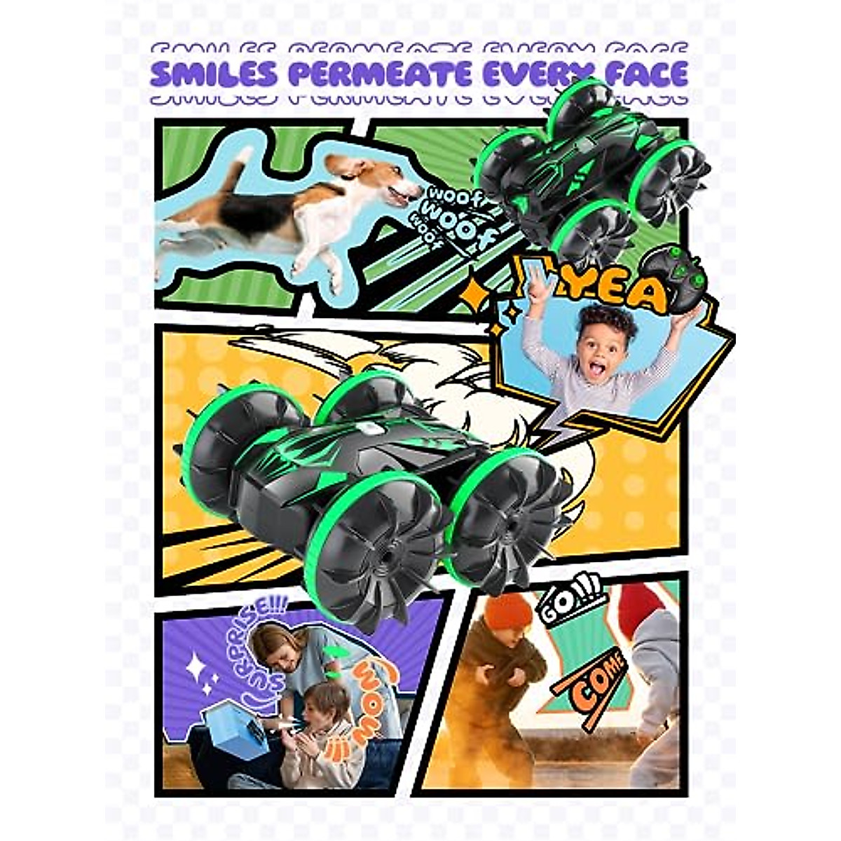 MARVTOWN Amphibious Remote Control Car, 4WD 2.4GHz Waterproof RC Car with 360° Flip and Low Battery Alarm, All Terrain Water Beach Pool RC Boat Toy for Boys and Girls of Age 6-12