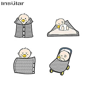 insular Warm Baby Sleeping Bag Envelope Winter Kid Sleepsack Footmuff Stroller Knitted Sleep Sack Newborn Knit Wool Swaddling Blanket (Gray)