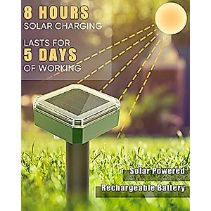 SEEKBIT Ultrasonic Mole Repellent Solar Powered Sonic Mole Snake Gopher Vole Repellent Deterrent Spikes for Lawn Garden Yard, Groundhog Repeller, Waterproof (8 Pack)