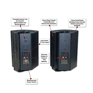 Outdoor Bluetooth Speakers, 5.25" Bluetooth Weatherproof Speakers for Deck Patio Backyard, Pair (Black)