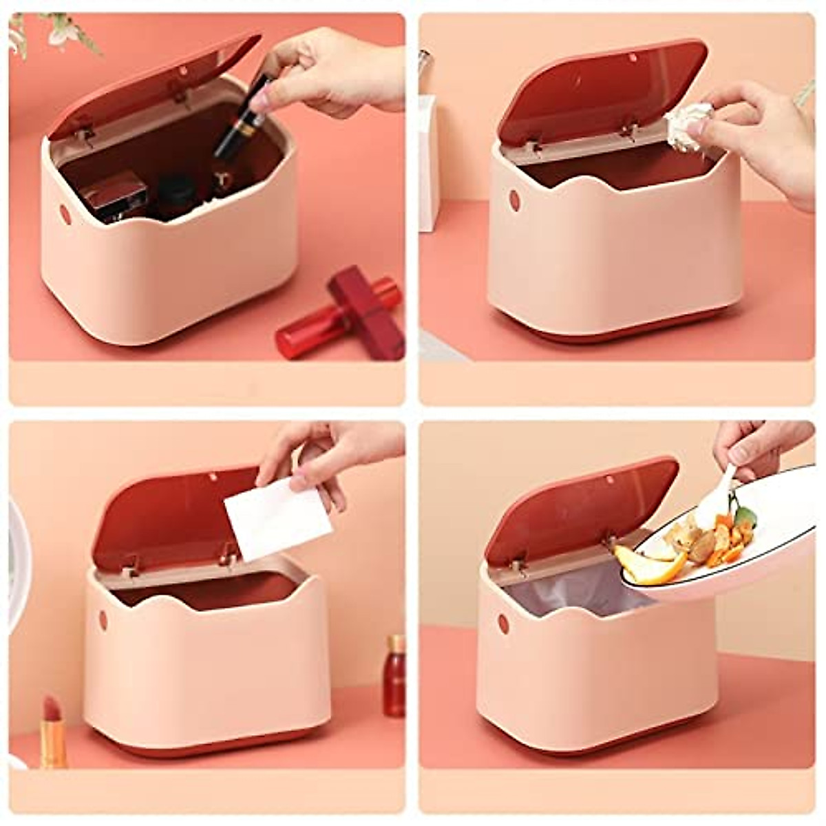 CANMNT Trash Can Desktop Garbage Basket Mini Small Waste Bins Home Table Plastic Trash Can Office Supplies Dustbins Sundries Barrel Box Trash Can Wastebasket