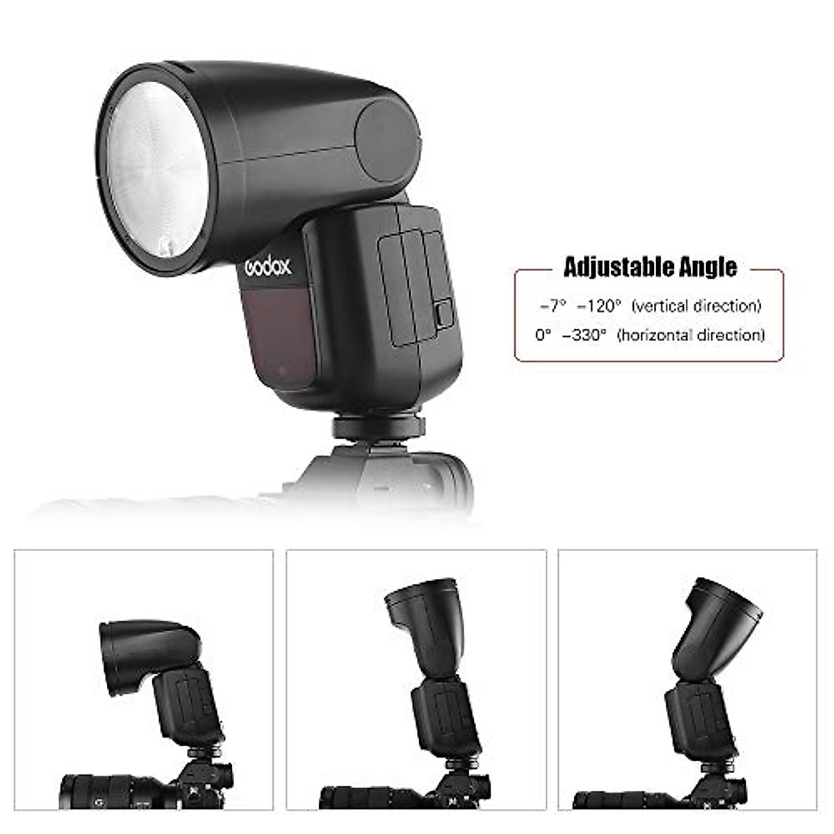 Godox V1S Professional Camera Flash Speedlite Fresnel Zoom Compatible with Sony a7R a58 a99 ILCE6000L a7RIII a7R3 a9 a77II a77 a350 Cameras for Photography + Godox XproS TTL Wireless Flash Trigger Tra