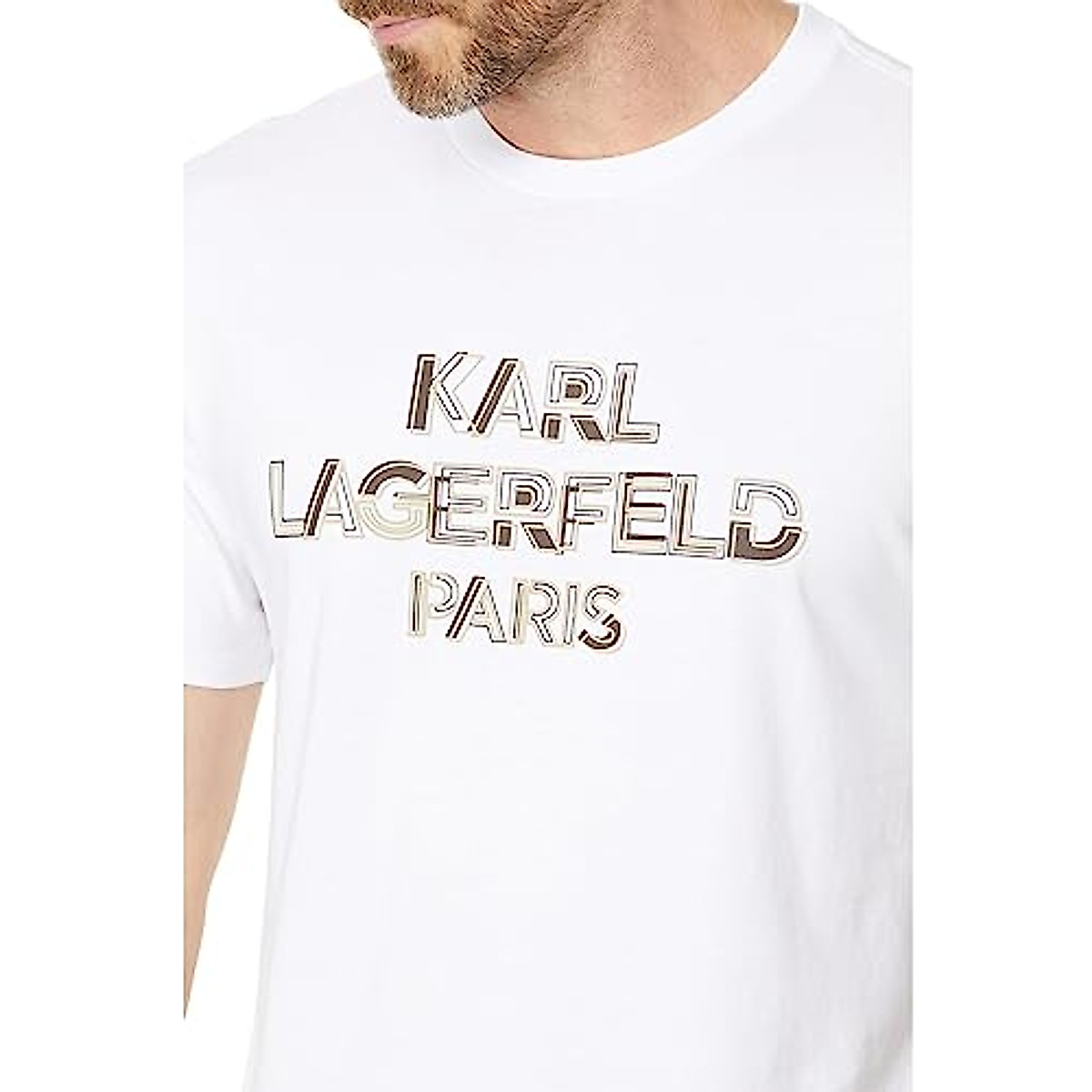 KARL LAGERFELD Paris Karl Color-Block/Lines Logo Tee White LG