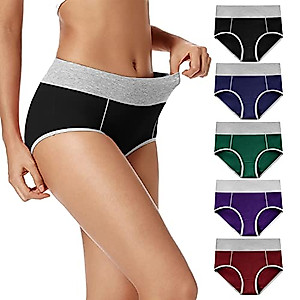 POKARLA Womens Cotton Underwear High Waist Full Coverage Briefs Soft Breathable Postpartum Panties Stretch Underpants Regular & Plus Size