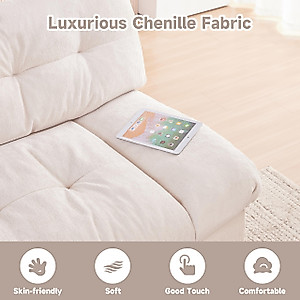 Howjoe 80" Chenille Cloud Deep Seat Overstuffed Couches for Living Room, Cozy Comfy Cloud Sofa with Solid Wood Frame, Modern Loveseat Sofa Couch for Small Spaces, Pillow-Designed Armrest Couch, Beige