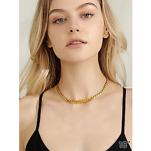 Custom Name Necklace for Men, Gold Nameplated Personalized Initial Name Choker Necklace with Curb Chain Personalized Jewelry Gift for Women