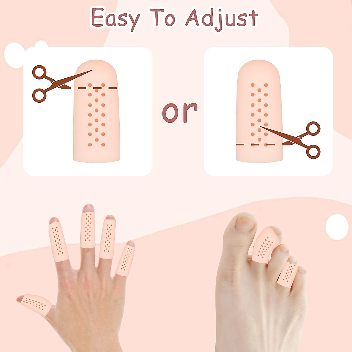 16Pcs Gel Finger Cots with Air Holes, Gel Finger Protectors Finger Covers Protection for Finger Tips, Breathable Finger Covers Finger Caps Gloves Finger Protectors for Wound, Finger Cracking