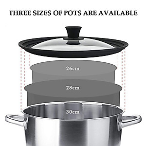 FOCCTS Universal Lid for Pots and Pans, Tempered Glass Skillet Lid, Universal Pan Lid Frying Pan Lid with Heat Resistant Silicone Rim, One Size Fits 10", 11" and 12"