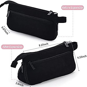 EASTHILL Small Pencil Case Multifunction Pen Bag Pouch Box Organizer Cases School Supplies for Girls Adults-Black