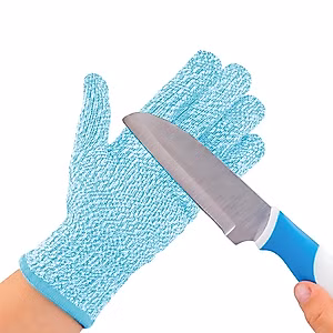 TruChef Kids Cut Resistant Gloves (Ages 4-8) - Aqua - Maximum Kids Cooking Protection| Safe hands from Real Kitchen Knives and Tools