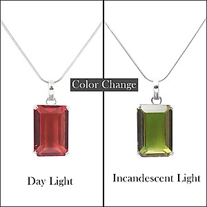 GEMHUB 925 Sterling Silver Emerald Cut Alexandrite Pendant, 120.00 Ct. Loose Gemstone Healing Crystal Pendant For Mother Day Gift Idea