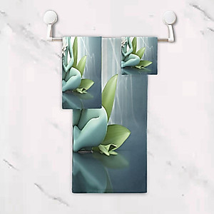 Flradish Yoga Frog Towels 3 Pack Bath Towels for Bathroom Set Soft Cotton Highly Absorbent Lightweight & Quickdry Towel Set 1 Bath Towel,1 Hand Towel,1 Washclothe