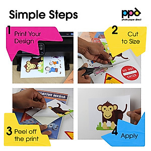 PPD Printable Vinyl Sticker Paper for Inkjet Printer, Matte Sticker Paper 8.5 x 11, Self-Adhesive Print Your Own Stickers at Home, Custom Photo, Waterproof & Tear Resistant, Instant Dry (10 Sheets)