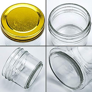 Encheng 4 oz Clear Glass Jars With Lids(Golden),Small Spice Jars For Herb,Jelly,Jams,Wide Mouth Manson Jars Canning Jars For Kitchen Storage 40 Pack