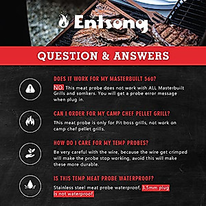 Replacement for Pit Boss Meat Probe Pellet Grills and Pellet Smokers Parts,2pc Waterproof BBQ Temperature Probe,3.5 mm Plug,Equipped with Stainless Steel Grill Holder 2pc