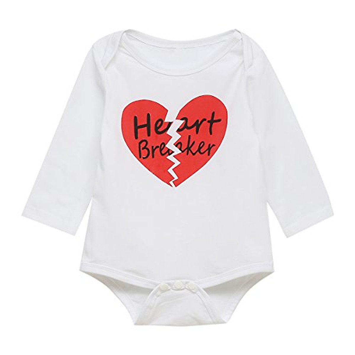 bakjuno Valentine's Day Baby Boys Girls Outfit Sets Heart Breaker Long Sleeve Romper Pants with Hat (0-3 Months) White