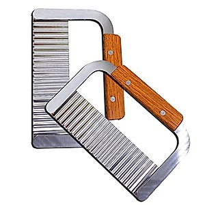 Guardians Crinkle Chopper, Wavy Potato Soap Cutting Tool French Fry Slicer Stainless Steel Blade Wooden Handle Serrator Chopping Knife, Set of 2