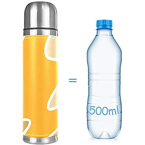 Stainless Steel Leather Vacuum Insulated Mug Abstract Thermos Water Bottle for Hot and Cold Drinks Kids Adults 16 Oz