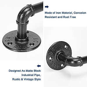 NearMoon Industrial Pipe Towel Bar, Heavy Duty Bathroom Hardware Towel Holder Accessory, Wall Mounted DIY Rustic Iron Bathroom Towel Rack Holder (24 Inch, Black)