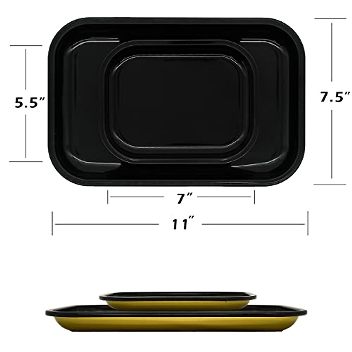 Black Metal Tray 2 Pack 11"x7" and 7"x5.5"
