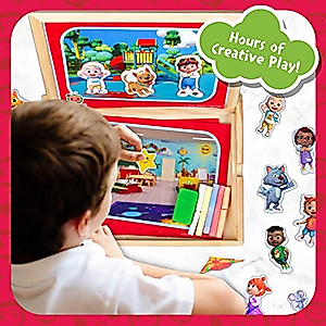 Cocomelon 2 in 1 Art Easel | Double Sided Magnetic Dry Erase Board Puzzle w/Magnets | Cocomelon Puzzle Games for Kids | Wooden Toddlers Educational Games & Toys | Magnetic Puzzles for Kids Ages 3+