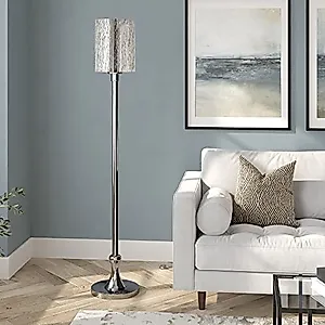 Numit 68.75" Tall Floor Lamp with Glass Shade in Brushed Nickel/Mercury Glass