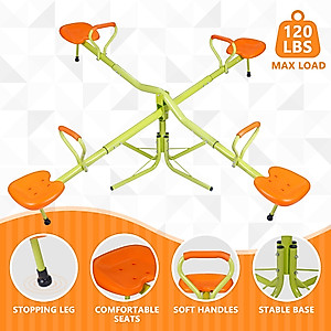 SUPER DEAL Kids Teeter Totter, 4 Seat Seesaw 360° Rotate All Steel Extendable Tubes Weather and Rust Resistant for Indoor Outdoor Playground