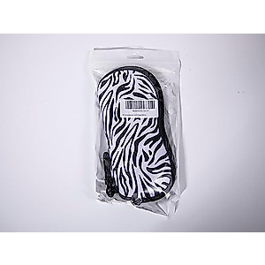 MoKo Sunglasses Soft Case Ultra Light Neoprene Zipper Eyeglass Case with Clip, Zebra