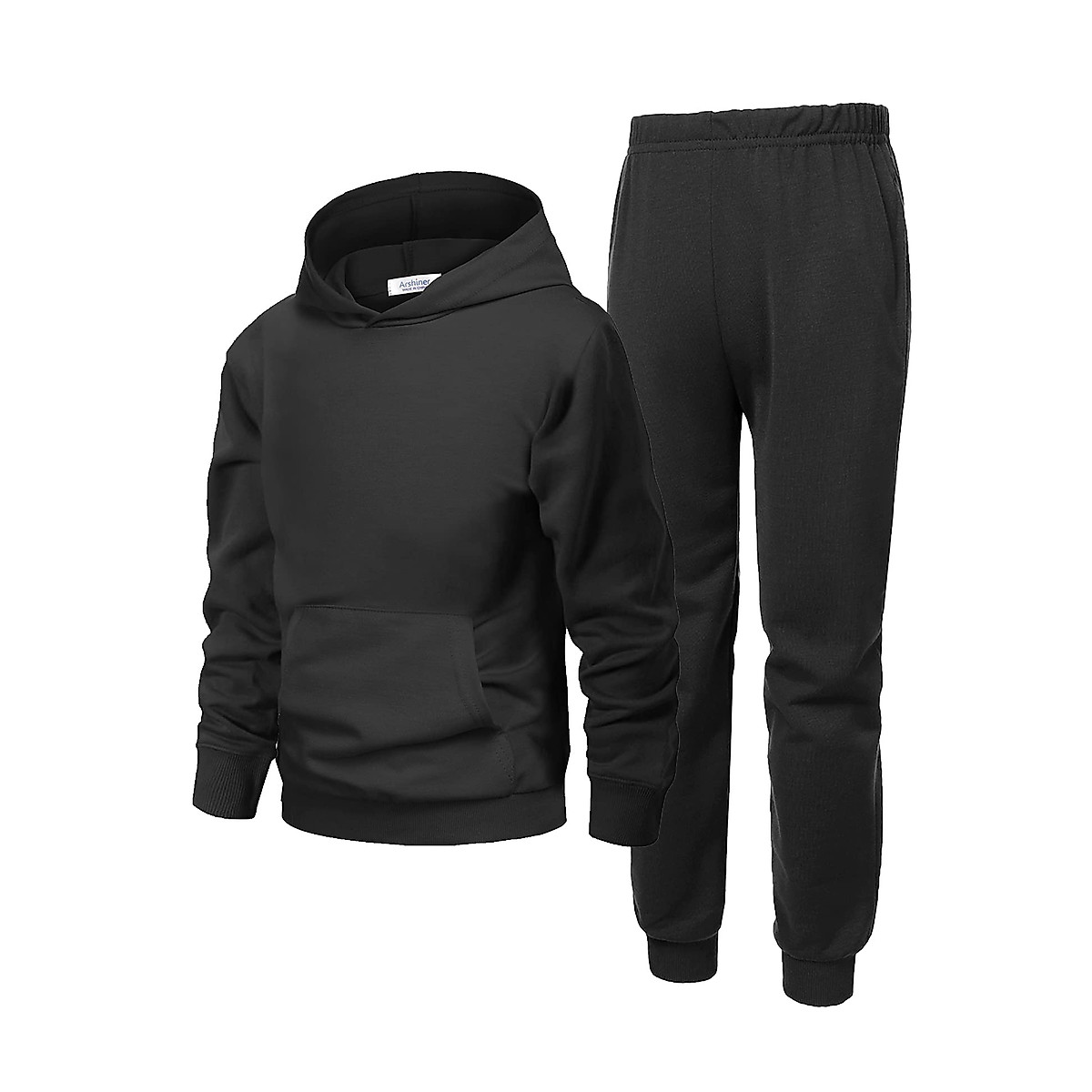 Arshiner Boy's Tracksuit Pullover Hoodie Jogging Pants Set 2 Pieces Sweatsuit Black