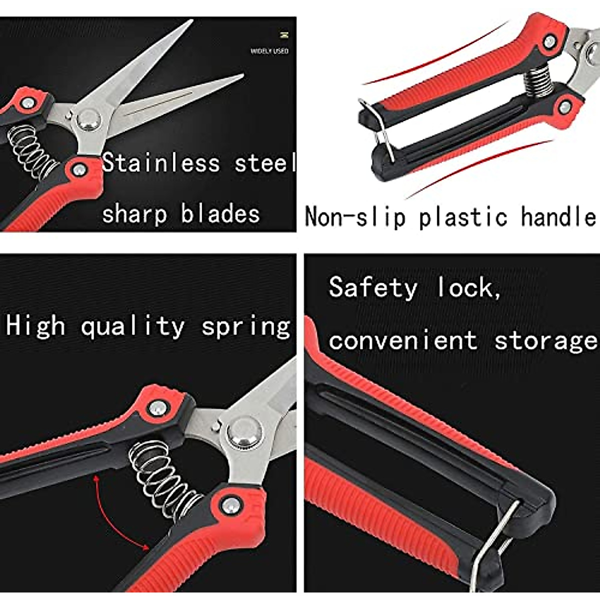 Garden Secateurs, Stainless Steel Pruning Shears, Garden Bonsai Tools, 3 Pack Ergonomic Garden Secateurs Set for Fruit Branch, Hedge, Fruits & Vegetables, Plants(With Garden Gloves and Box)