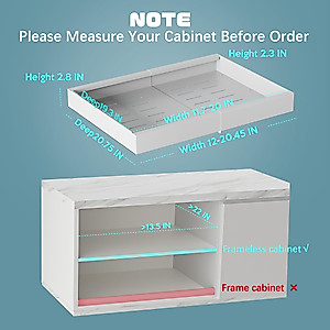 2Pack Expandable Pull Out Cabinet Organizer 21" Deep, Peel And Stick Slide Out Drawers for Kitchen Cabinet, Cabinet Pull Out Shelves, Roll Out Drawers Adjustable Width 12"-20.45" White