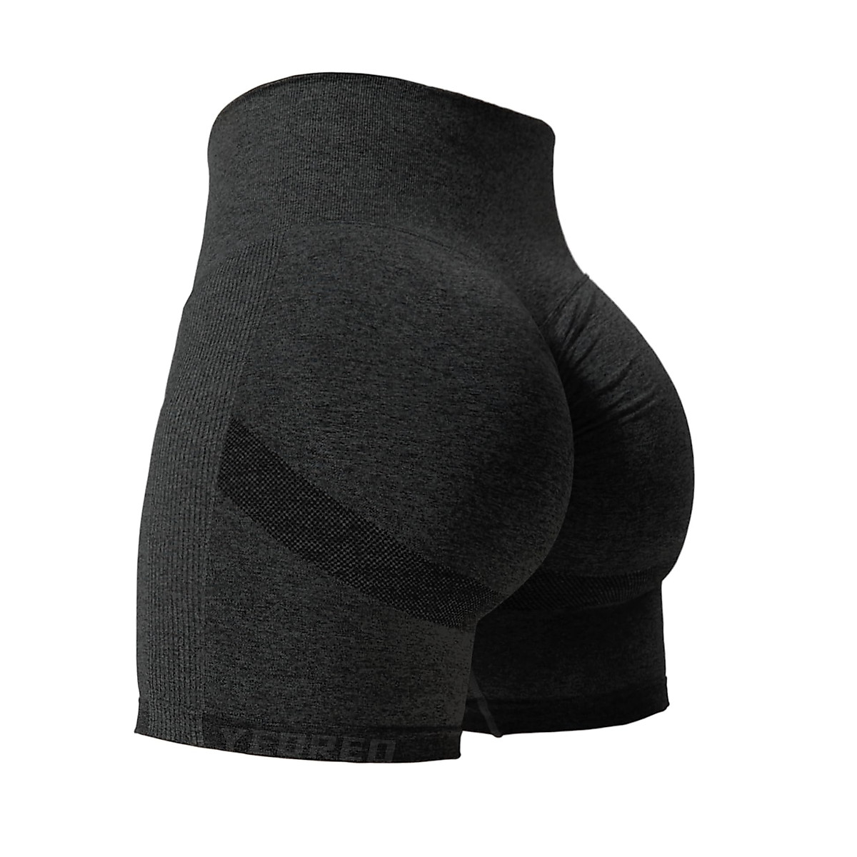 YEOREO Women High Waist Workout Yoga Gym Smile Contour Seamless Cycling Shorts Black XXL